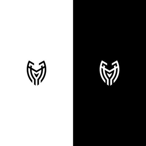 Premium Vector Monogram Shield Logo In Black And White
