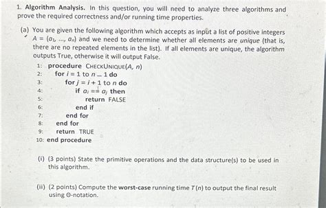 Solved Algorithm Analysis In This Question You Will Need Chegg Com