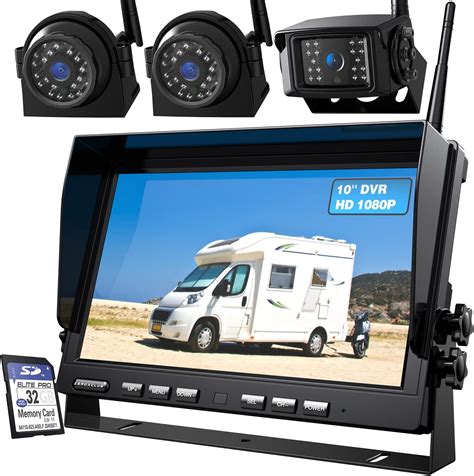 Zeroxclub 1080p Wireless Backup Camera System With 10 Inch Dvr 4 Split