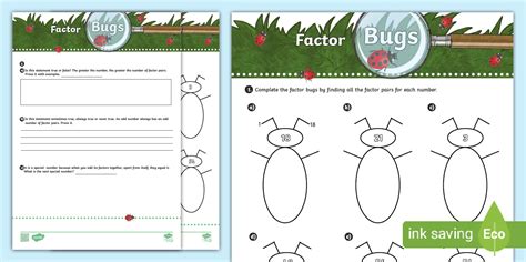 👉 Factor Bugs Worksheet Hecho Por Educadores Twinkl