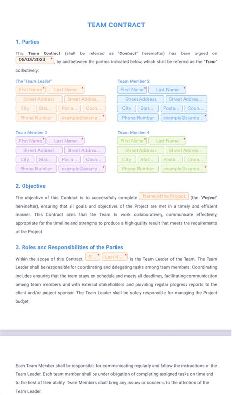 Team Contract Template Sign Templates Jotform