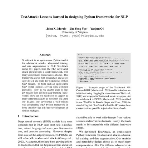 textattack lessons learned in designing python frameworks for nlp acl anthology