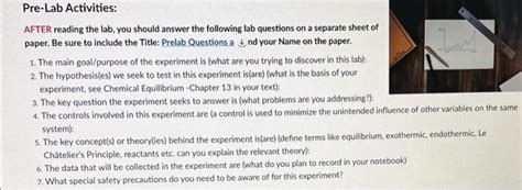 Pre Lab Activities AFTER Reading The Lab You Should Chegg Com