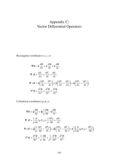 Vector Differential Operators Appendix C Introduction To Plasma Physics
