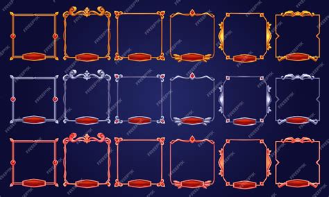 골든 실버 구리 빈티지 게임 프레임 Ui 무료 벡터
