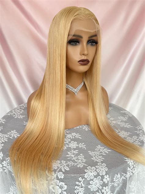 Honey Blonde Straight Color Lace Front Wig Human Hair Etsy
