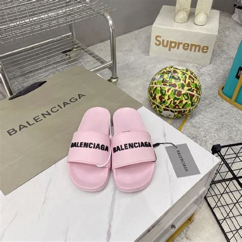 Fake Balenciaga Pink Slides Rubber Sandals Brand Replicas