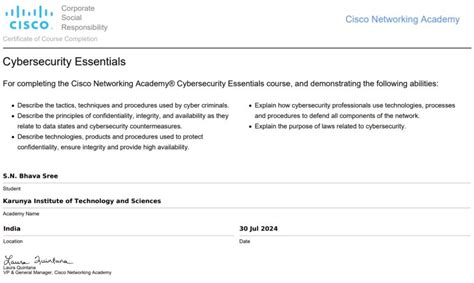 bhava sree s n on linkedin cybersecurity essentials cisco
