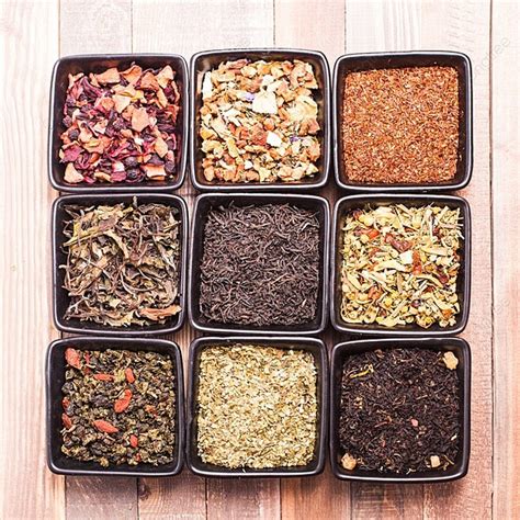 나무 테이블에 있는 검은색 세라믹 그릇에 담긴 다양한 차 벡터 배경 및 무료 다운로드를위한 그림 Pngtree