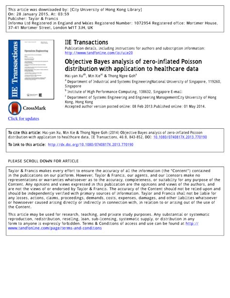 Pdf Objective Bayes Analysis Of Zero Inflated Poisson Distribution With Application To