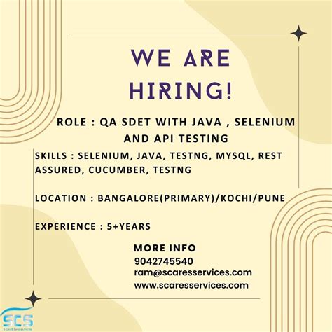 Scares Services Pvt Ltd On Linkedin Qasdet Java Selenium Testng Mysql Restassured