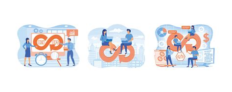 devops developers work with automation process in shape of infinity sign business people
