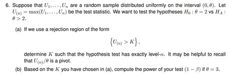 solved 6 suppose that u1 un are a random sample