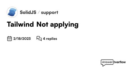 Tailwind Not Applying Solidjs
