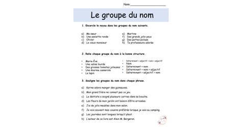 Le Groupe Du Nom Fiche De Travail
