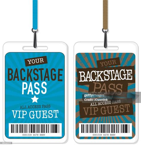 Set Of Blue And Brown Backstage Pass Template Designs High Res Vector