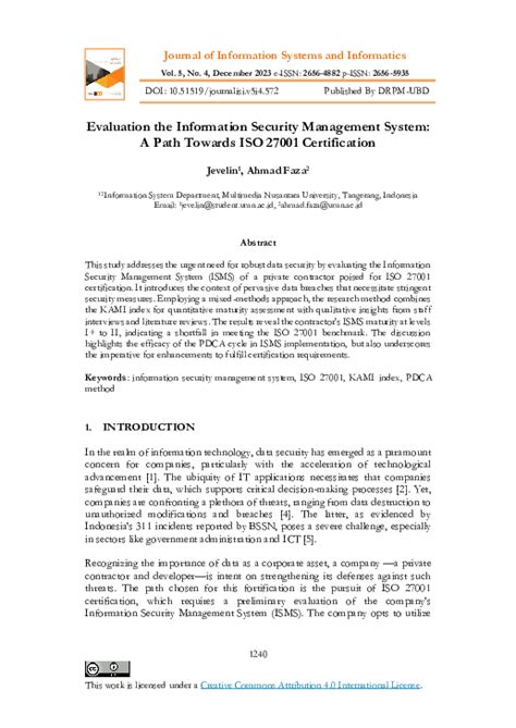 Pdf Evaluation The Information Security Management System A Path