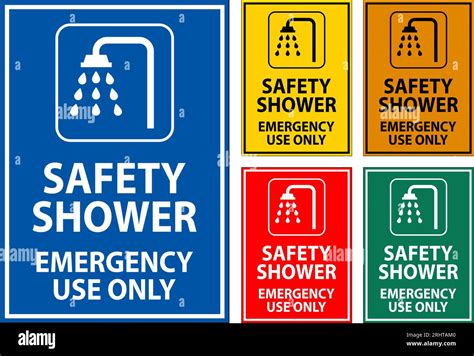 Safety Shower Sign Safety Shower Emergency Use Only Stock Vector