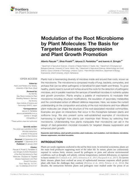 Pdf Modulation Of The Root Microbiome By Plant Molecules The Basis For Targeted Disease
