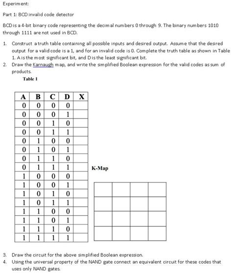 Solved Experiment Part 1 Bcd Invalid Code Detector Bcd Is A 4 Bit