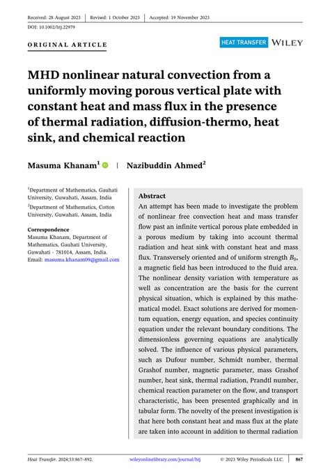 Mhd Nonlinear Natural Convection From A Uniformly Moving Porous Vertical Plate With Constant