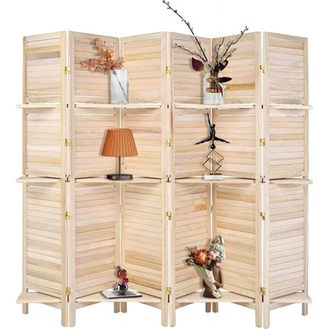 Bonnlo Wood Room Divider Privacy Screen 59 Ft Tall Folding Partition