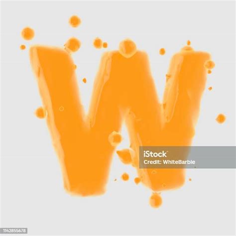 3d 문자 W 대문자 흰색 배경에 고립 된 방울과 오렌지 주스 글꼴 0명에 대한 스톡 사진 및 기타 이미지 0명 3차원 형태 감귤류 과일 Istock