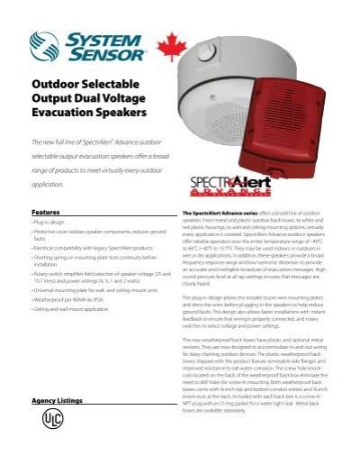 Data Sheet System Sensor Canada