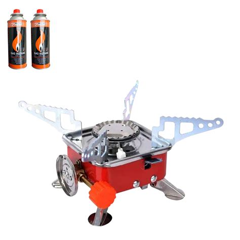 ᐉ Газовая горелка портативная Portable Stove с пьезоподжигом и 2 газовыми баллонами 4450d0e5