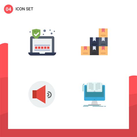 4 Thematic Vector Flat Icons And Editable Symbols Of Password Document