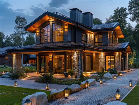 Подсветка фасада загородного дома Архитектурное освещение частного дома в Санкт Петербурге