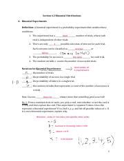 Understanding Binomial Distributions In Probability Experiments Course Hero