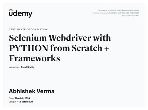 Abhishek Verma On Linkedin View My Certification Of Selenium Webdriver With Python And Pytest