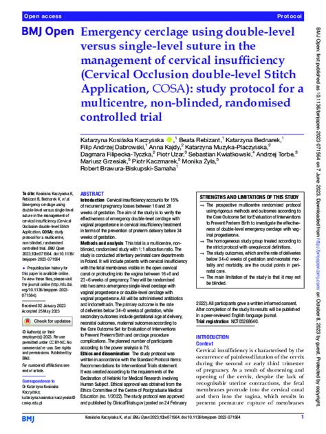 Pdf Emergency Cerclage Using Double Level Versus Single Level Suture
