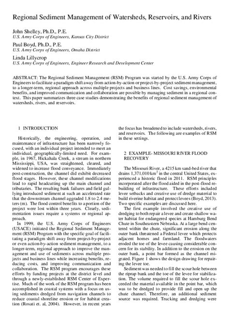 Pdf Regional Sediment Management Of Watersheds Reservoirs And Rivers