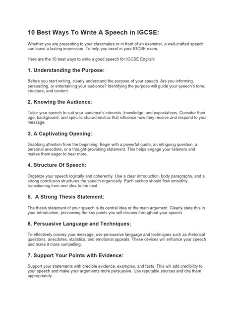10 Best Ways To Write A Speech Pdf Speech Rhetoric