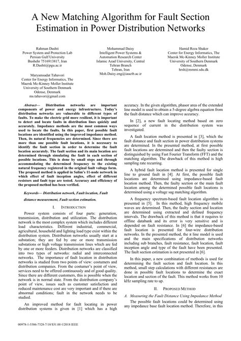 Pdf A New Matching Algorithm For Fault Section Estimation In Power