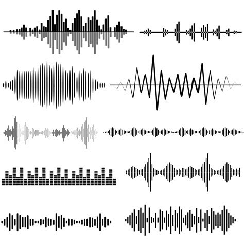 Set Of Black Vector Sound Waves Equalizer And Music Icons White Background 23621959 Vector Art
