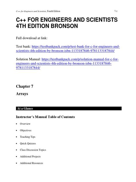 C For Engineers And Scientists 4th Edition Bronson Solutions Manual Download Pdf