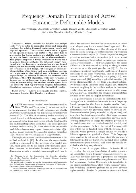 Pdf Frequency Domain Formulation Of Active Parametric Deformable Models