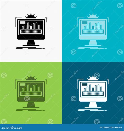 Dashboard Admin Monitor Monitoring Processing Icon Over Various Background Glyph Style