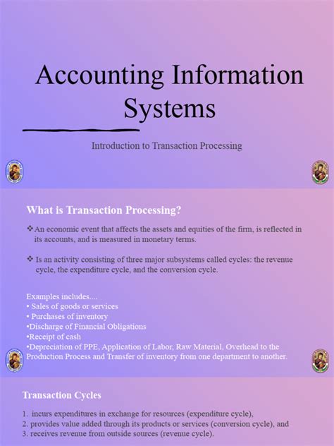 Accounting Information Systems Introduction To Transaction Processing Pdf Expense Inventory