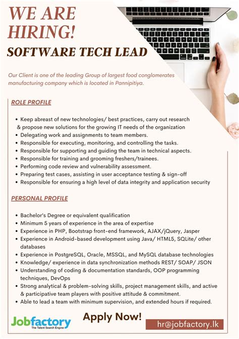 Urgent Hiring Software Tech Lead Php Guwani Madusha