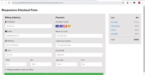 How To Design Checkout Form Html And Css