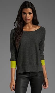Central Park West Casper Color Block Pullover In Charcoalcitron In