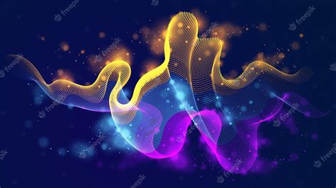 Premium Vector 3d Particles Mesh Array Sound Wave Flowing Over Dark