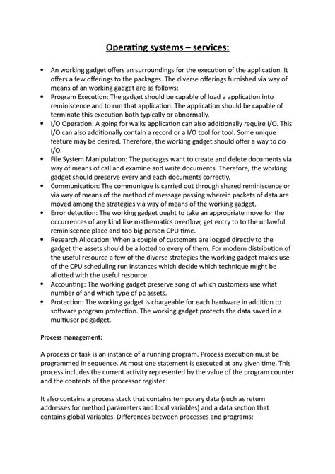 operating systems services operating systems services an working