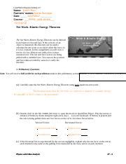 Lab Report Net Work KE Theorem Docx LivePhoto Physics Activity 17 Name ZuoYi Ren Partners