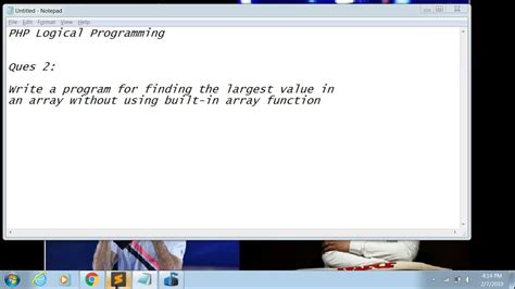 Php Logical Programming Question 2 Find The Largest Value In An Array In Php Youtube