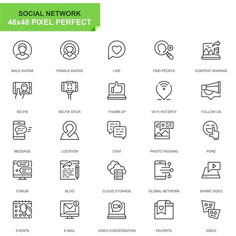 Premium Vector Simple Set Social Media And Network Line Icons